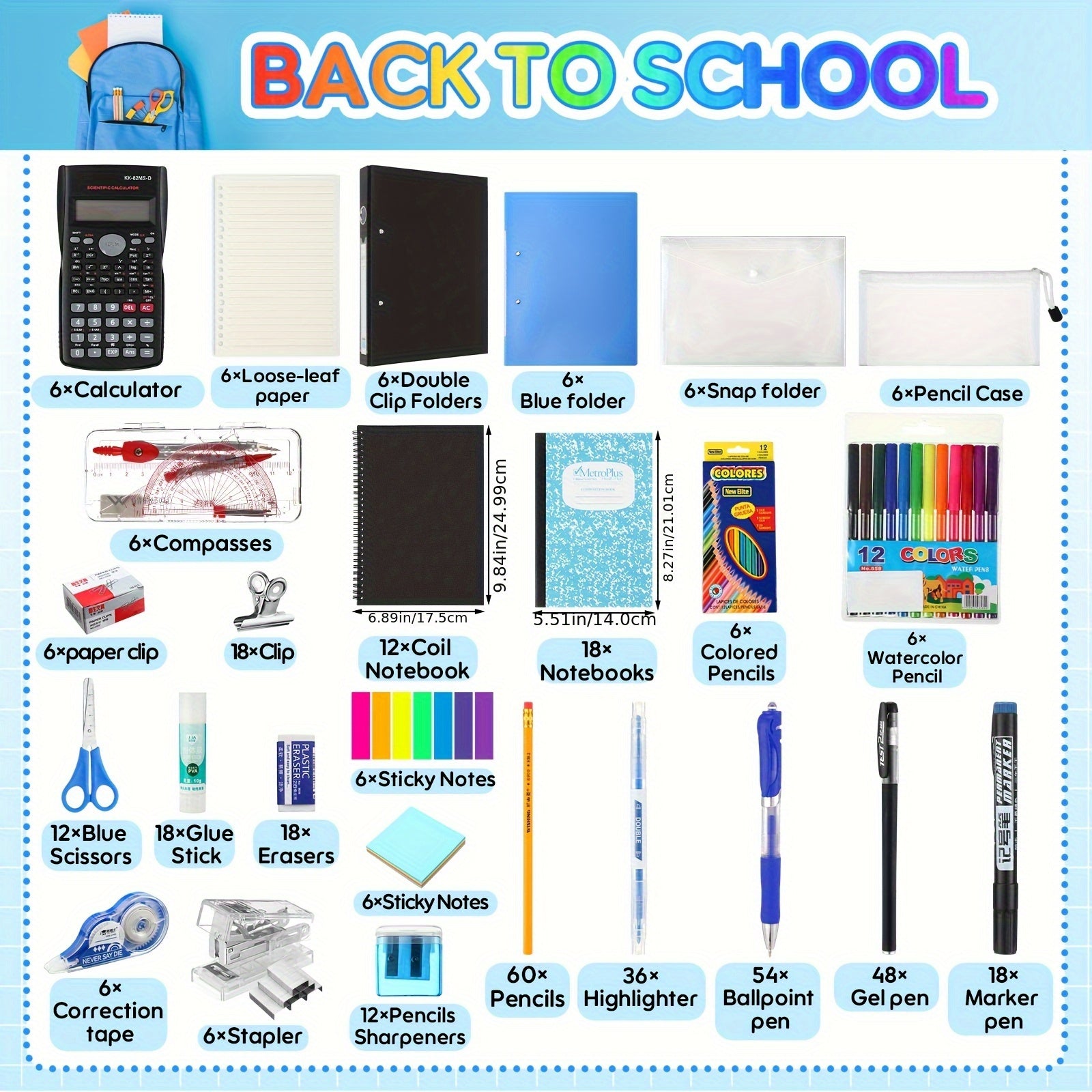 6 Sets Back To School Supplies Kit For Student – DesignerSpirit